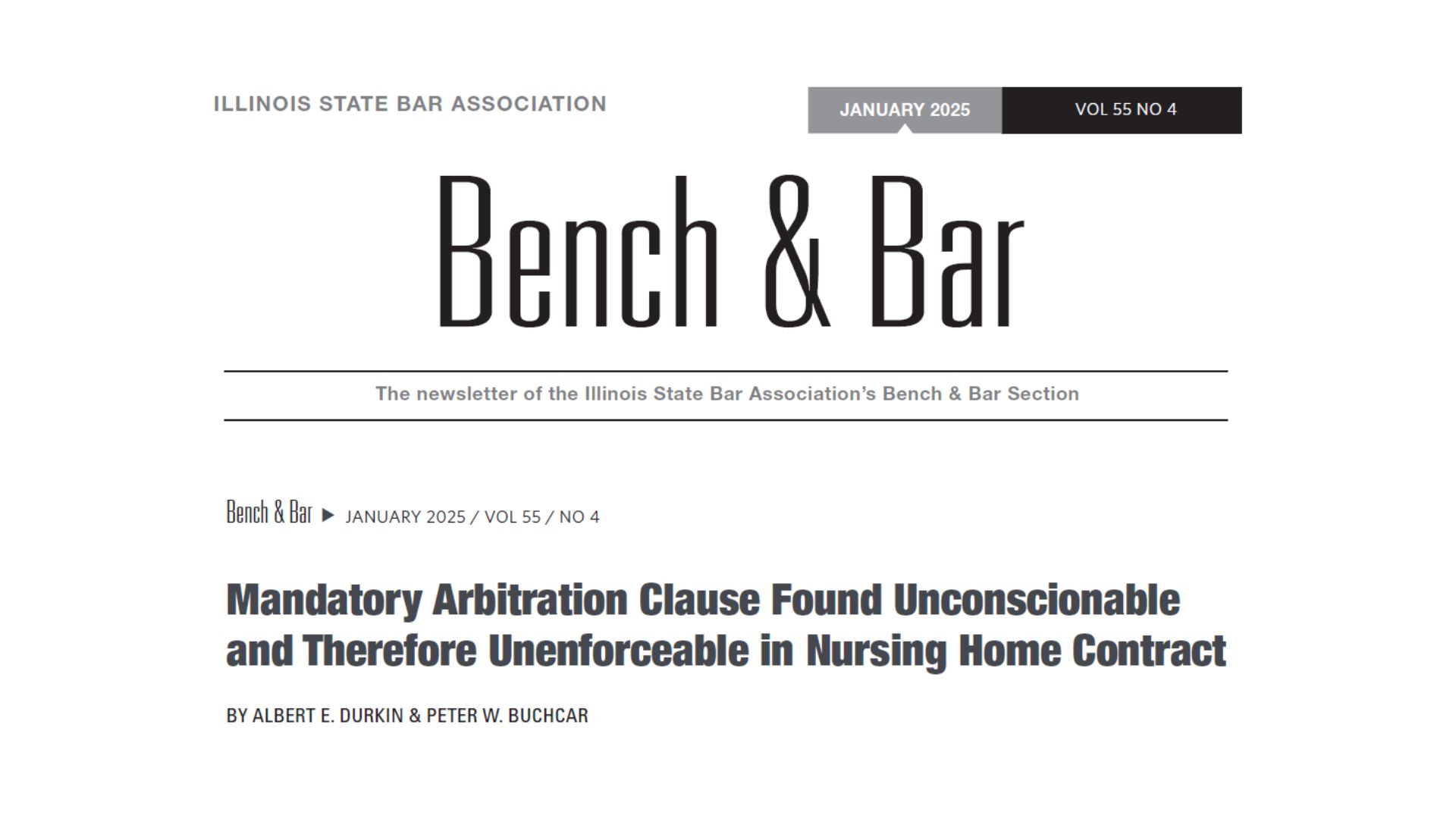 See our Article in the ISBA Bench & Bar Newsletter | MDR LAW LLC